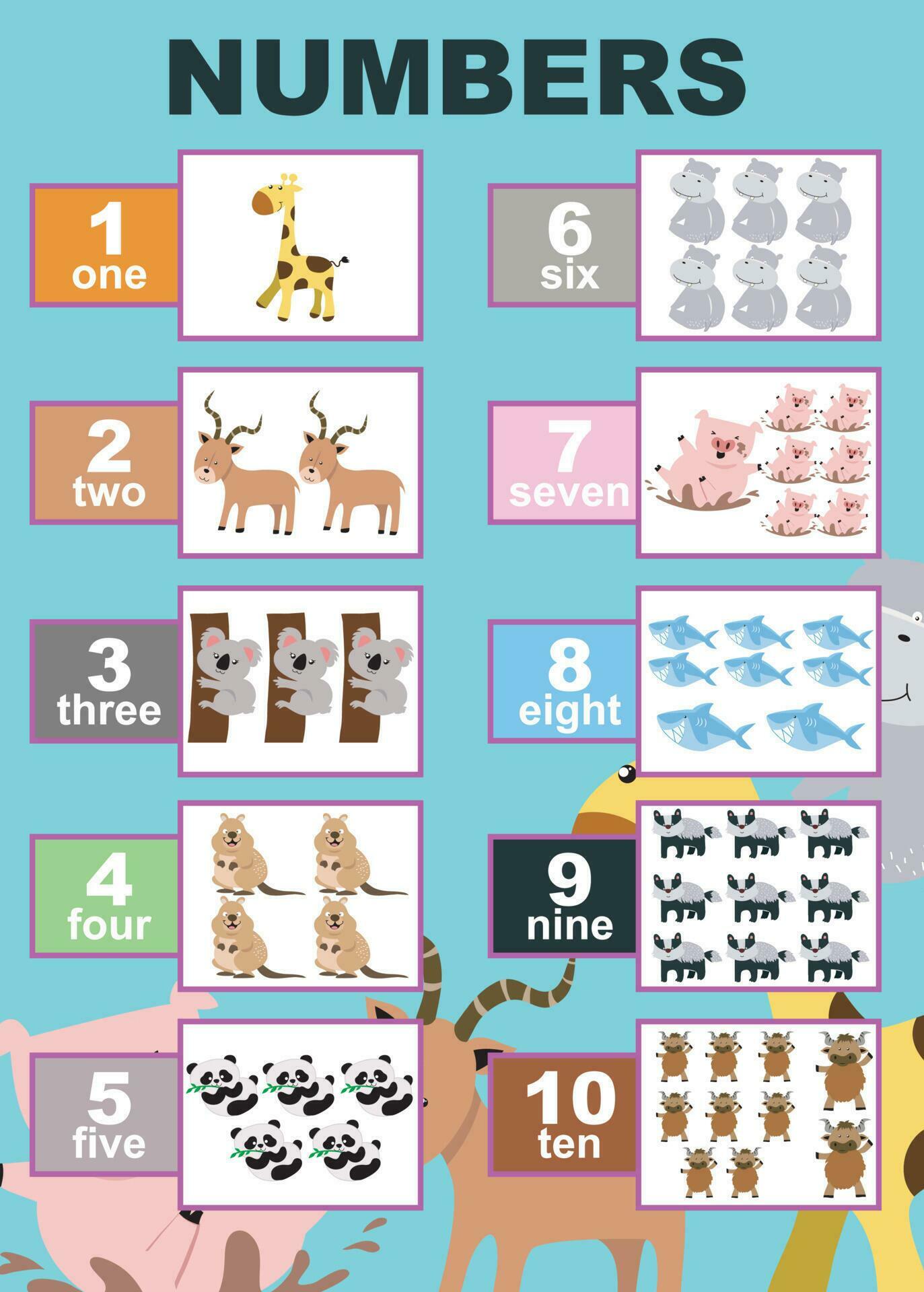 Learning numbers one to twenty. Educational sheet for preschool. Vector ...