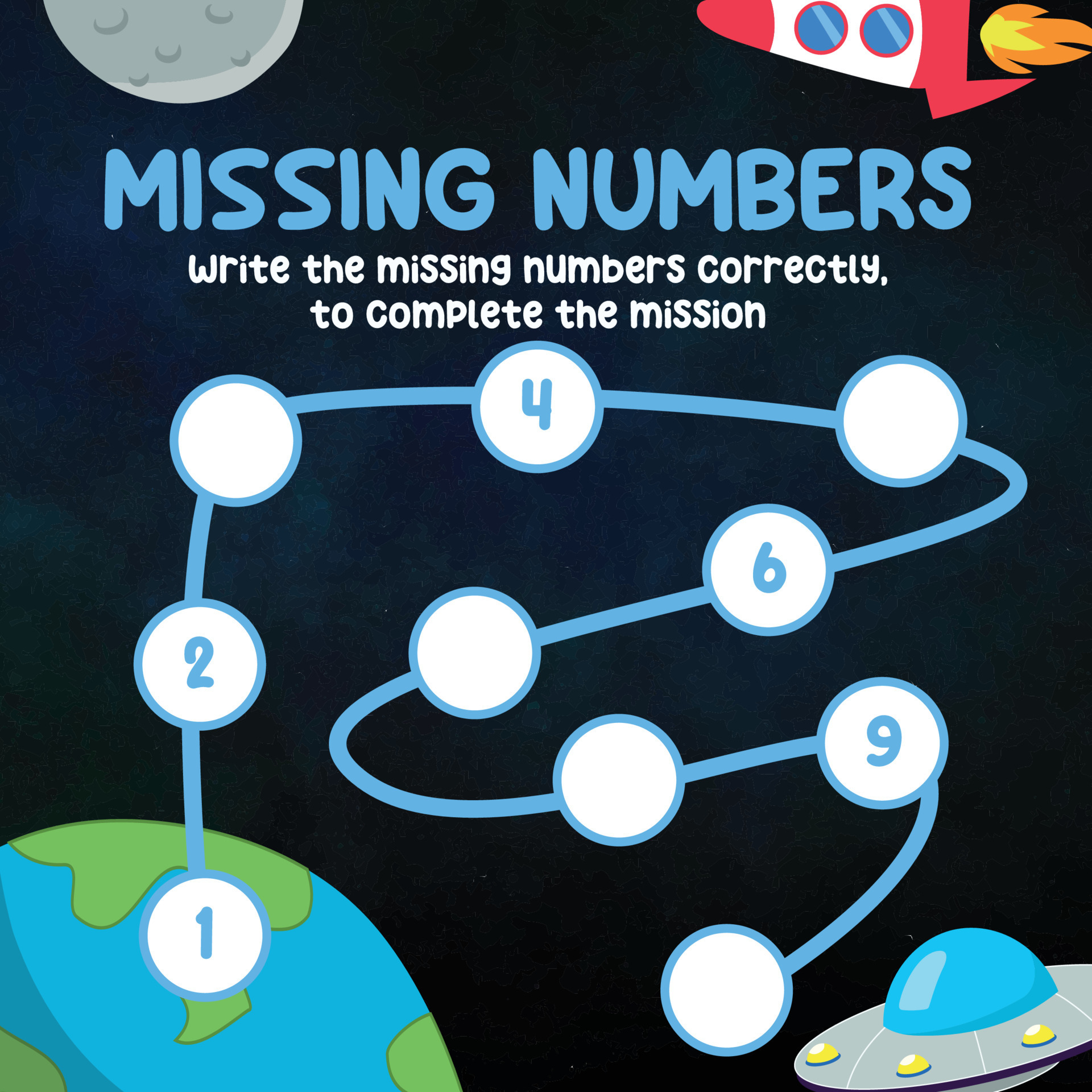 Missing numbers. Write the answer correctly. Educational printable math ...