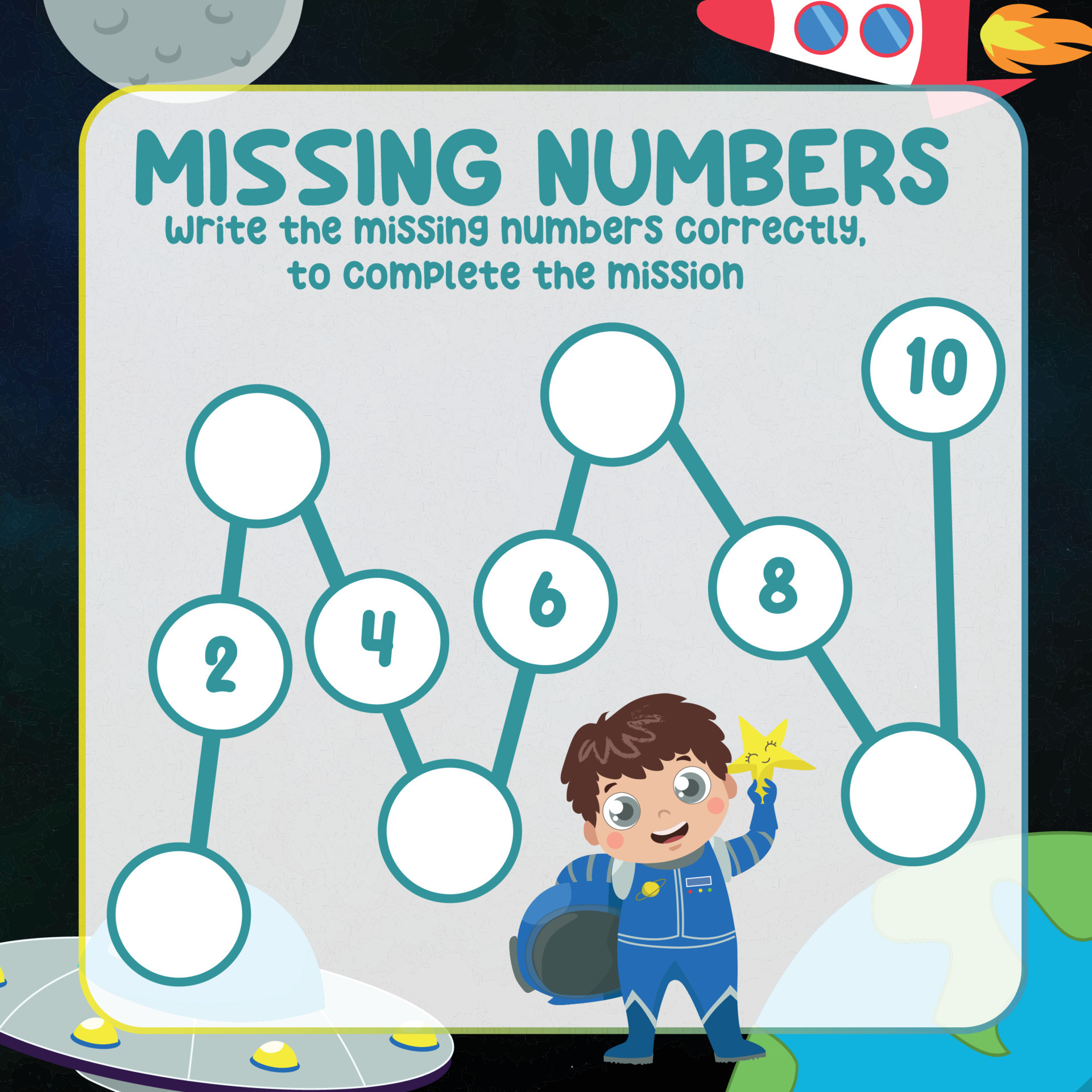 Missing numbers. Write the answer correctly. Educational printable math ...