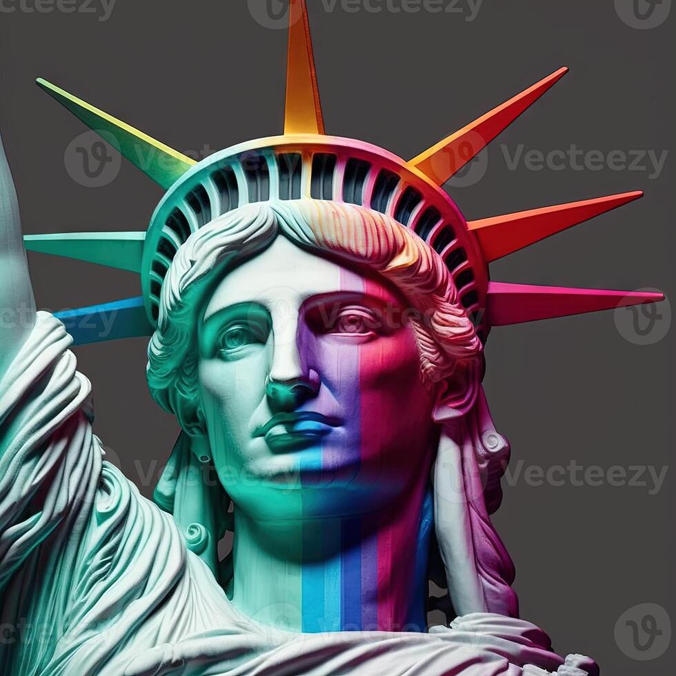 Statue Of Liberty In The Rainbow Colors Lgbtq Community Advocates For