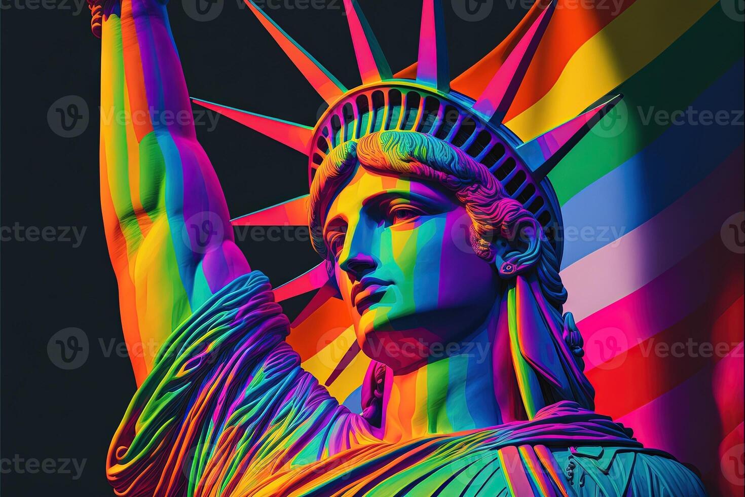 Statue Of Liberty In The Rainbow Colors Lgbtq Community Advocates For