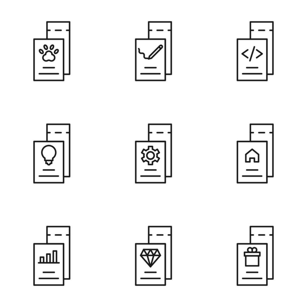 Vector outline signs and symbols drawn in flat style with black thin ...