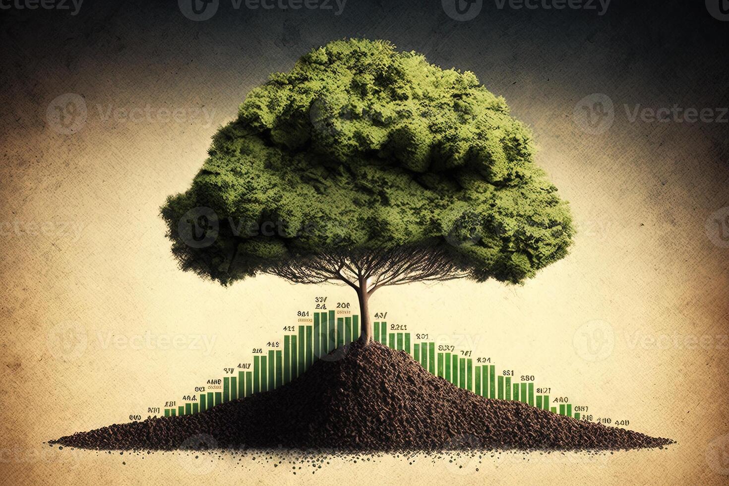 tree arranged as a green graph sustainable development concept planting ...