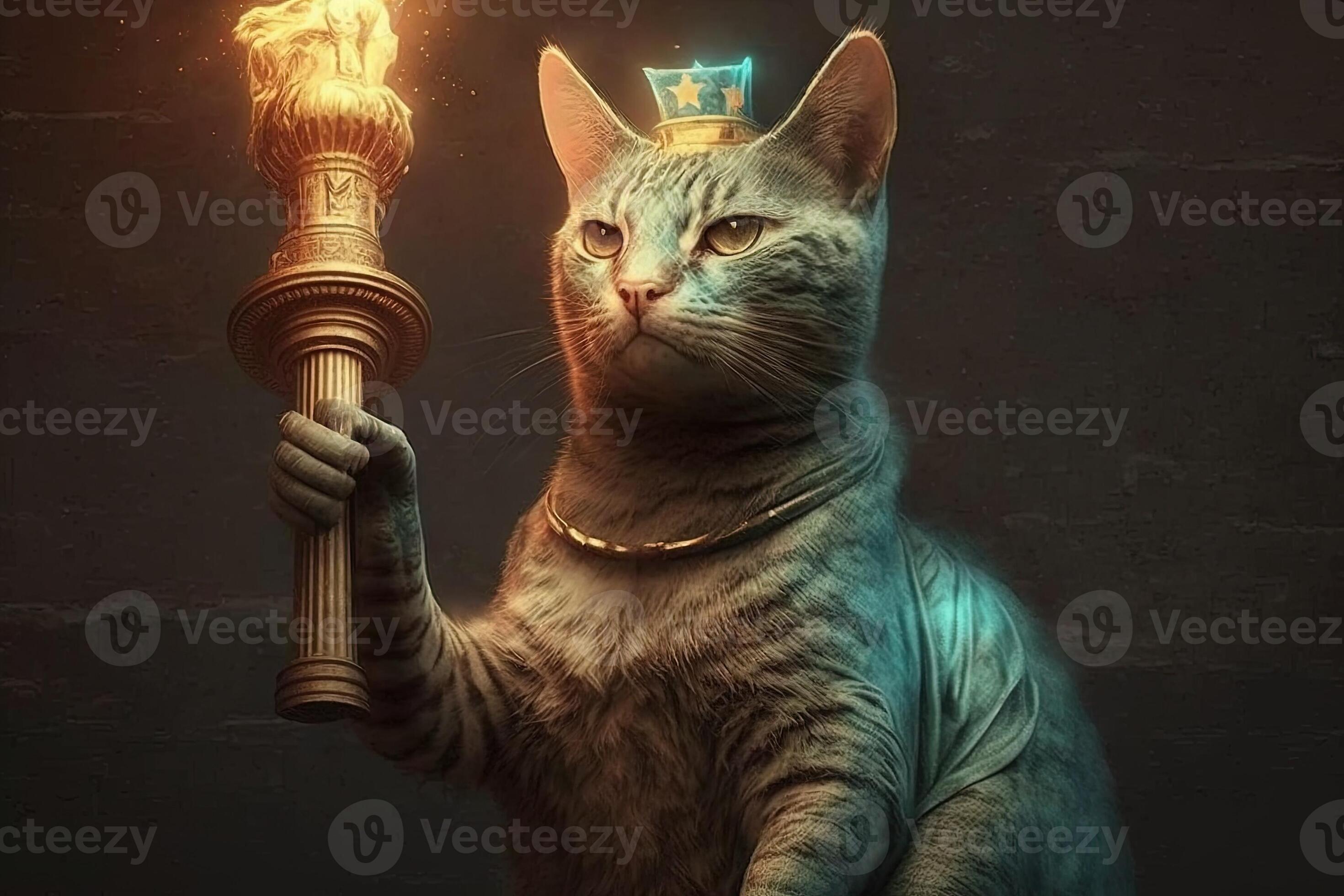 Cat as Statue of liberty character portrait illustration 23932215 Stock ...