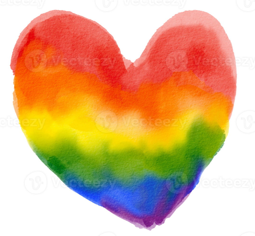 Rainbow flag watercolor brush paint in heart shape.LGBT Pride month ...