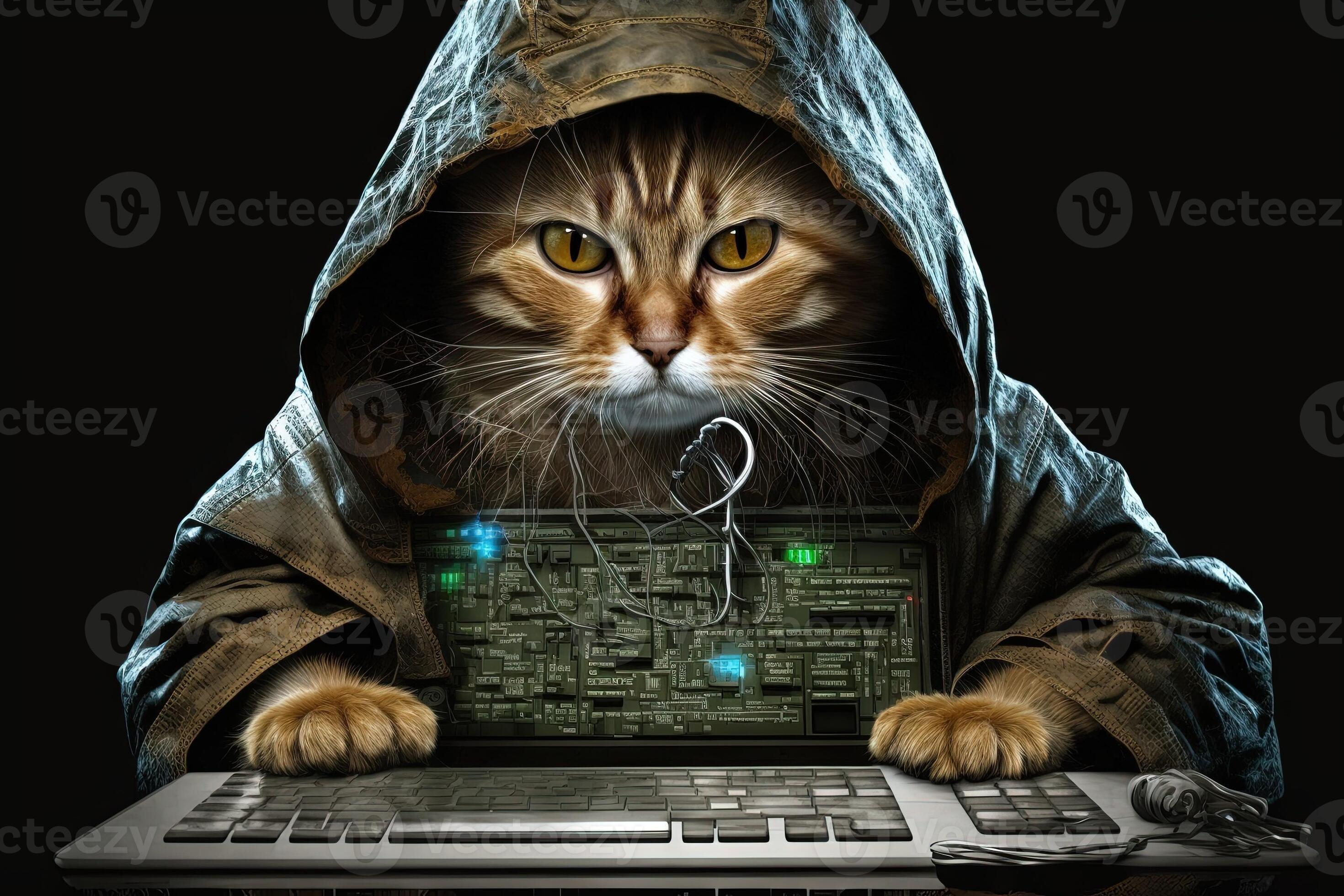 hacker cat working job profession illustration 23933642 Stock Photo at Vecteezy