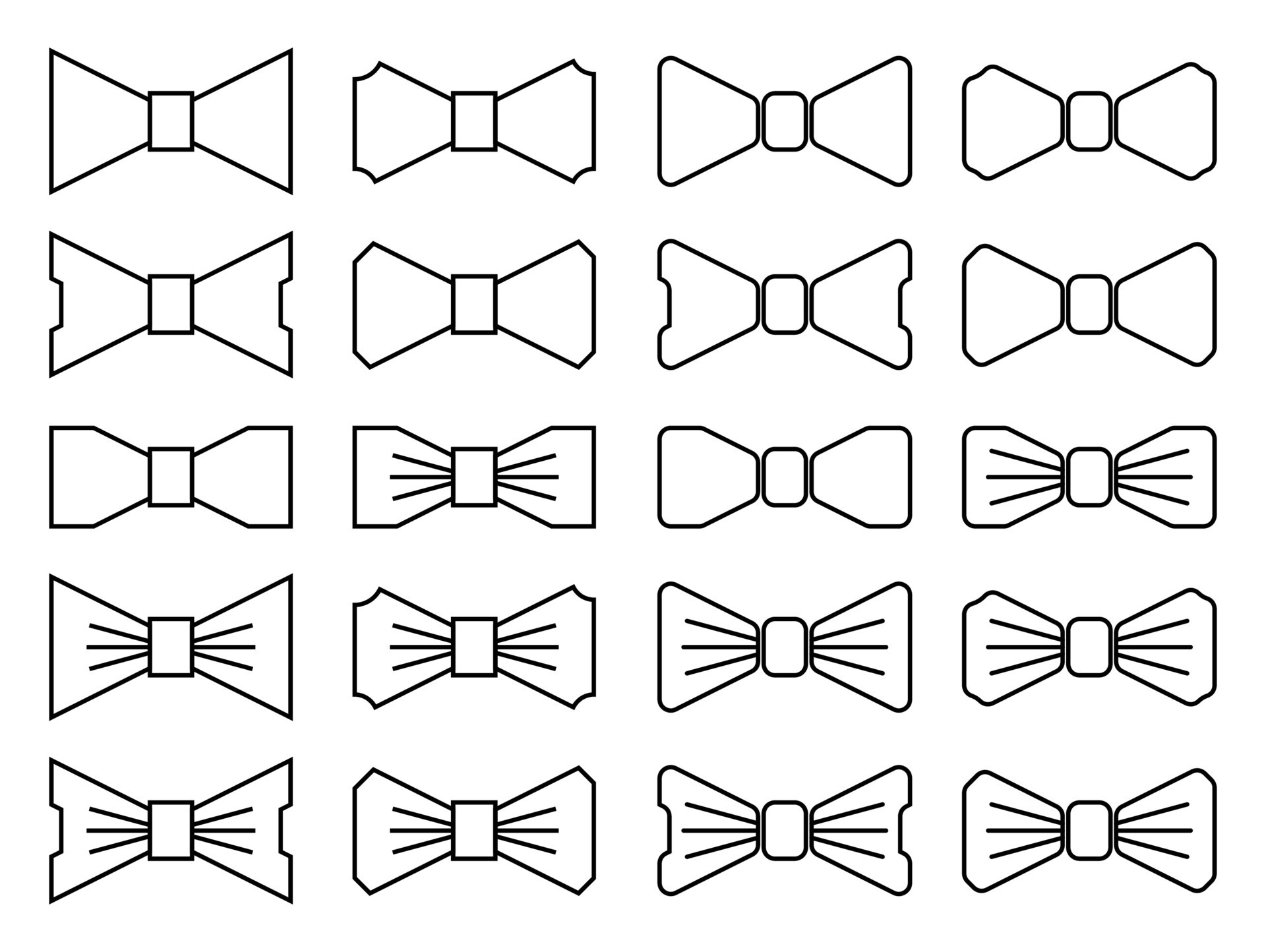 Bow tie icon set, simple line design. vector for father's day, app, web ...