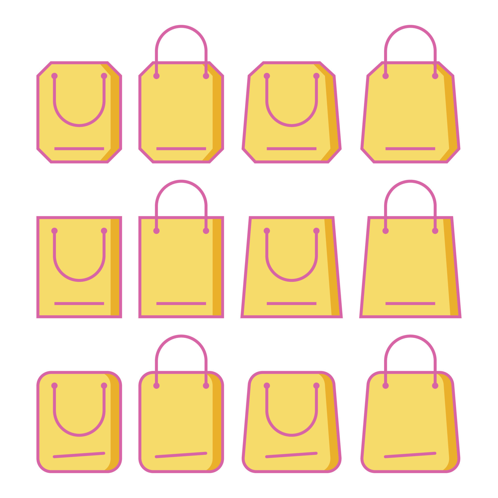 paper bag or shopping bag set simple flat design icon, vector for ... paper bag or shopping bag set simple flat design icon, vector for ...