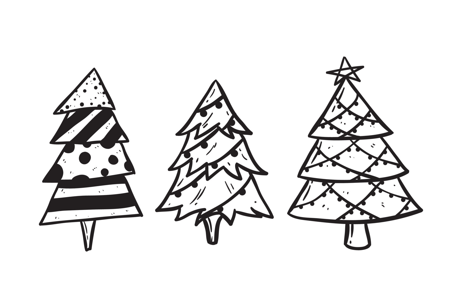 cute doodle christmas tree collection 23938912 Vector Art at Vecteezy