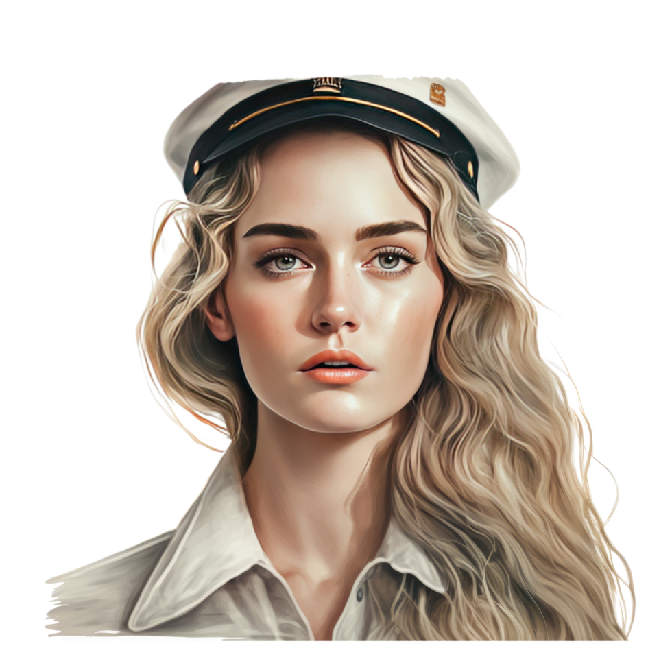Nautical Watercolor Clipart girl Marine hat, anchor, helm, seagulls ai ...