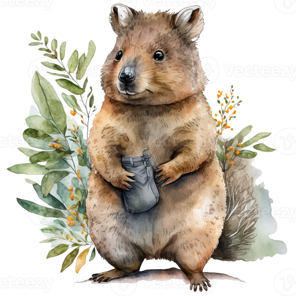 Quokka watercolor animal illustration, 23943878 PNG
