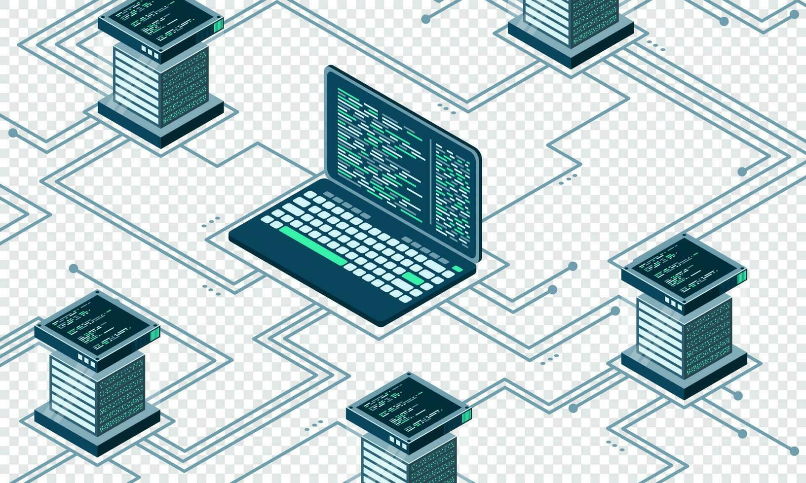 Abstract Isometric High Technology Concept Cloud Storage Isometric Illustration Big Data