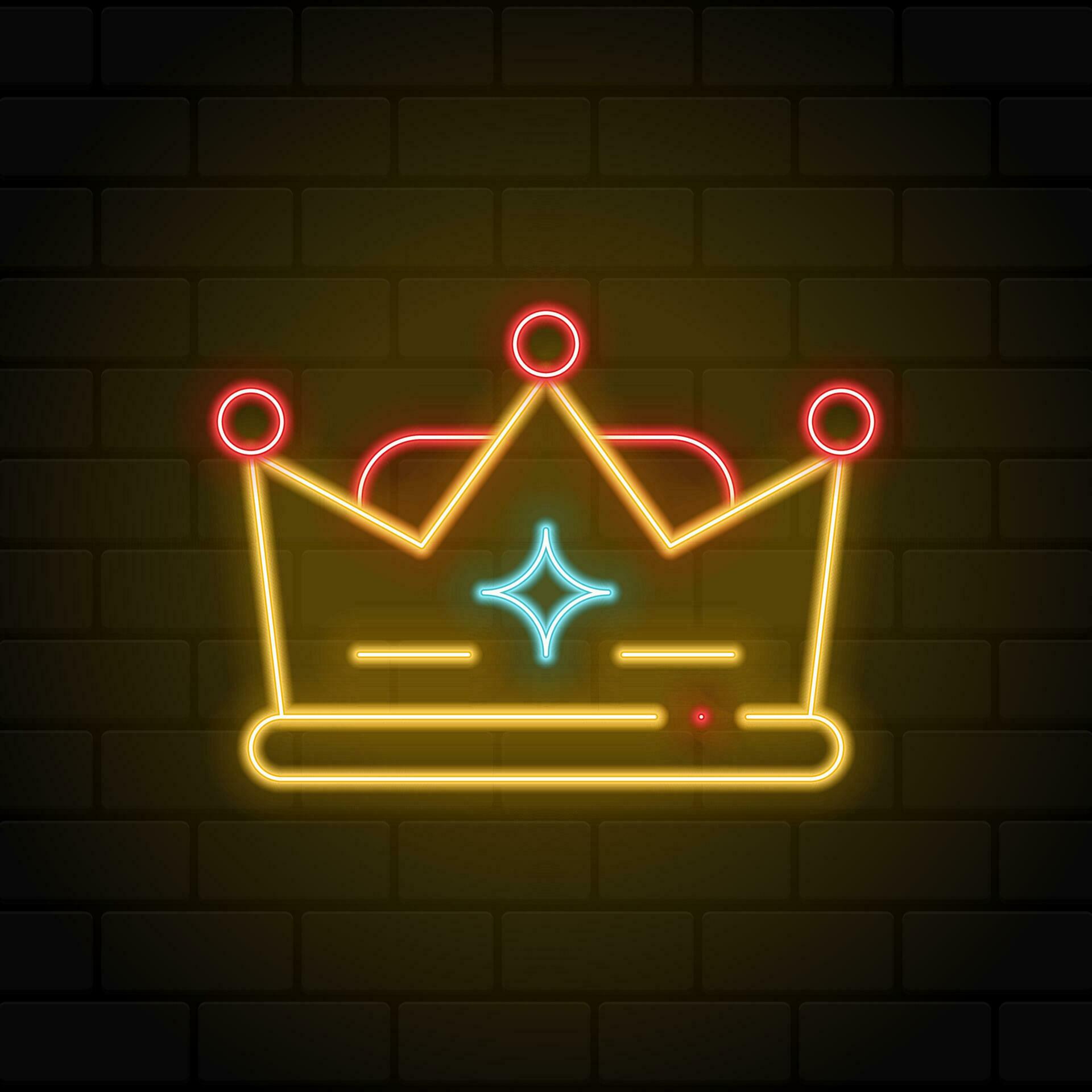 Glowing neon light crown icon. Colorful fashion sign. Royalty symbol ... Glowing neon light crown icon. Colorful fashion sign. Royalty symbol ...