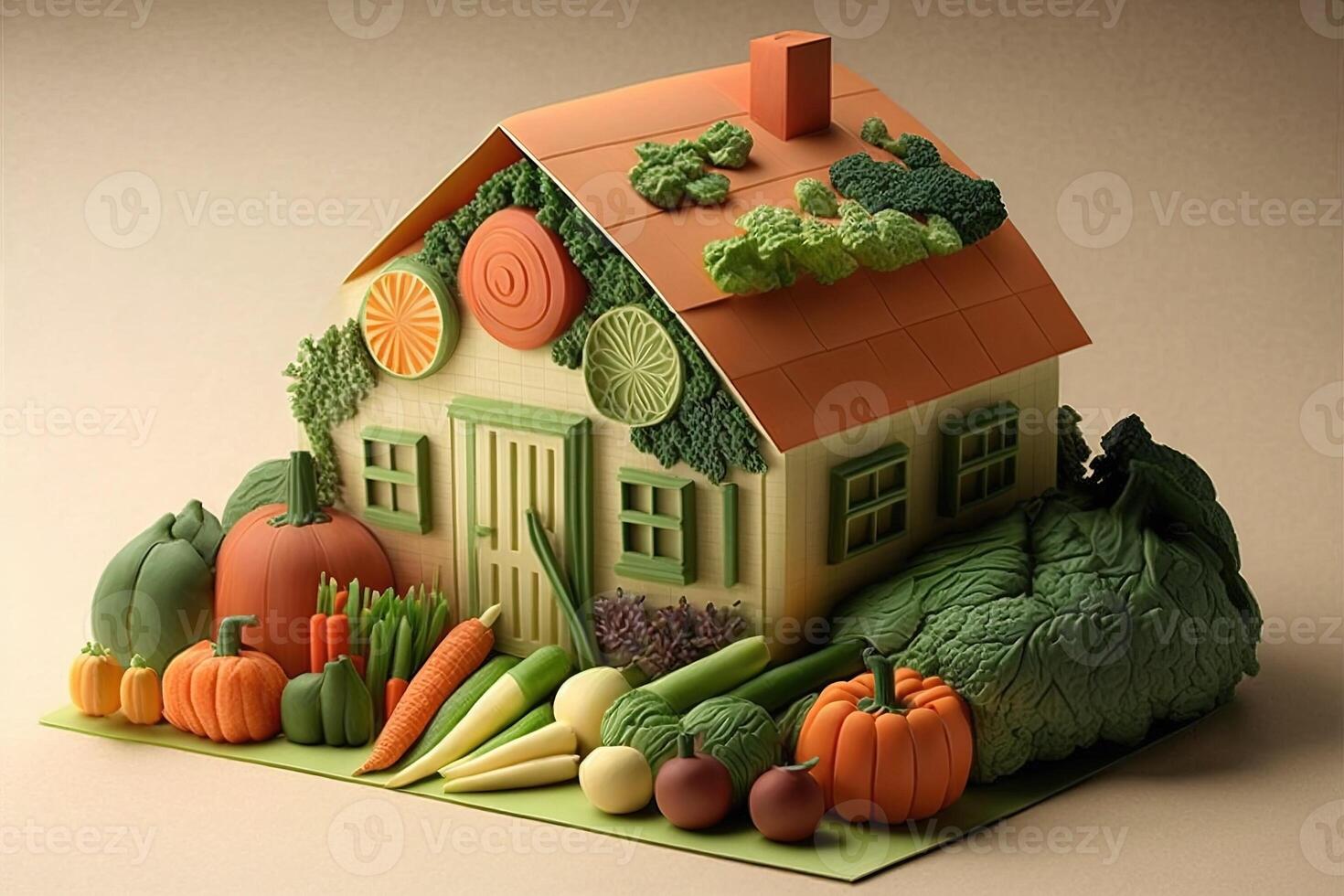 House made of vegetables Creative diet food healthy eating concept ...