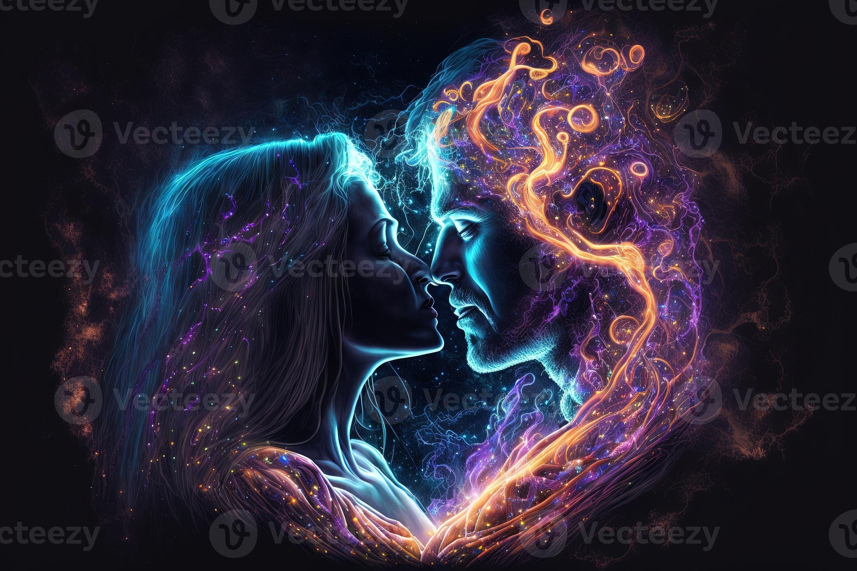 man and woman kissing in deep love valentine illustration Boy and Girl fall in love Romantic ...