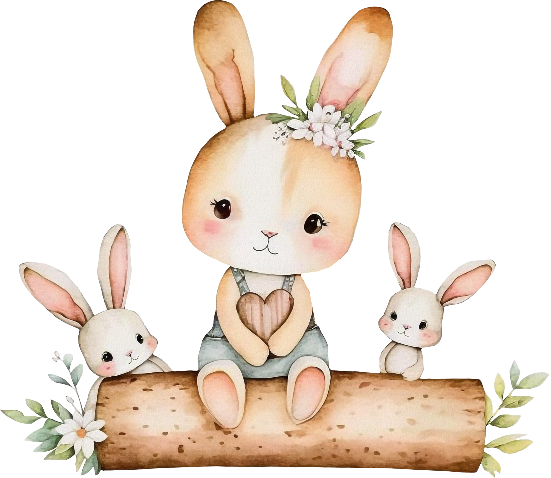 Cute Bunny Rabbit Clipart Watercolor Easter Ai Generative 23954250 Png