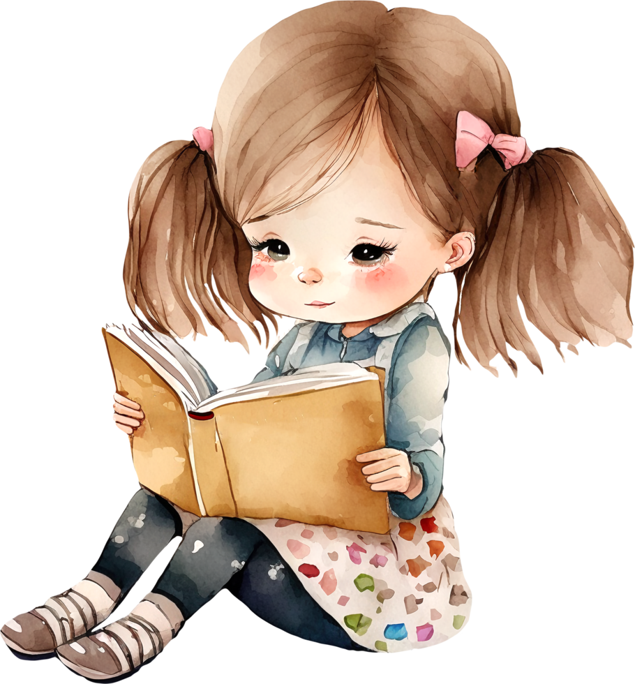 Cute Little Girls Reading Books ai generative 23954472 PNG Cute Little Girls Reading Books ai generative 23954472 PNG