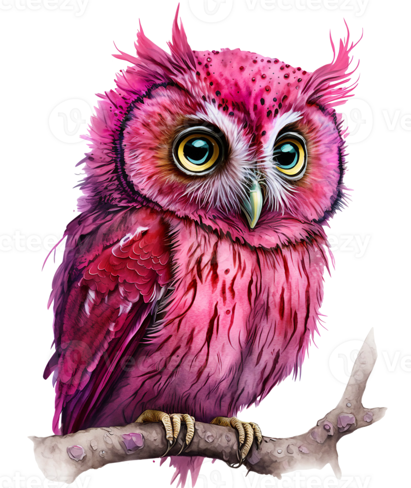 cute pink owl isolated, 23954587 PNG