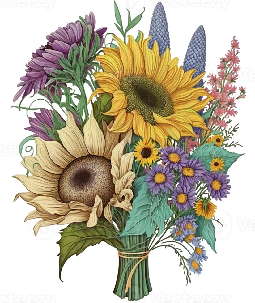 Sunflowers Bouquet Illustration Clipart 23954658 Png