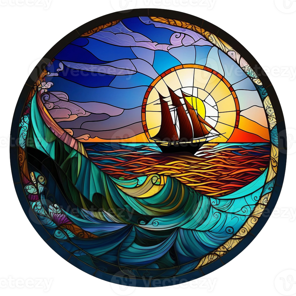 Stained Glass Sailboat 23954889 Png