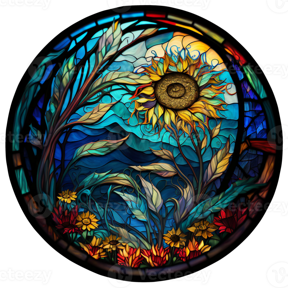 Stained Glass Sunflower 23954984 Png