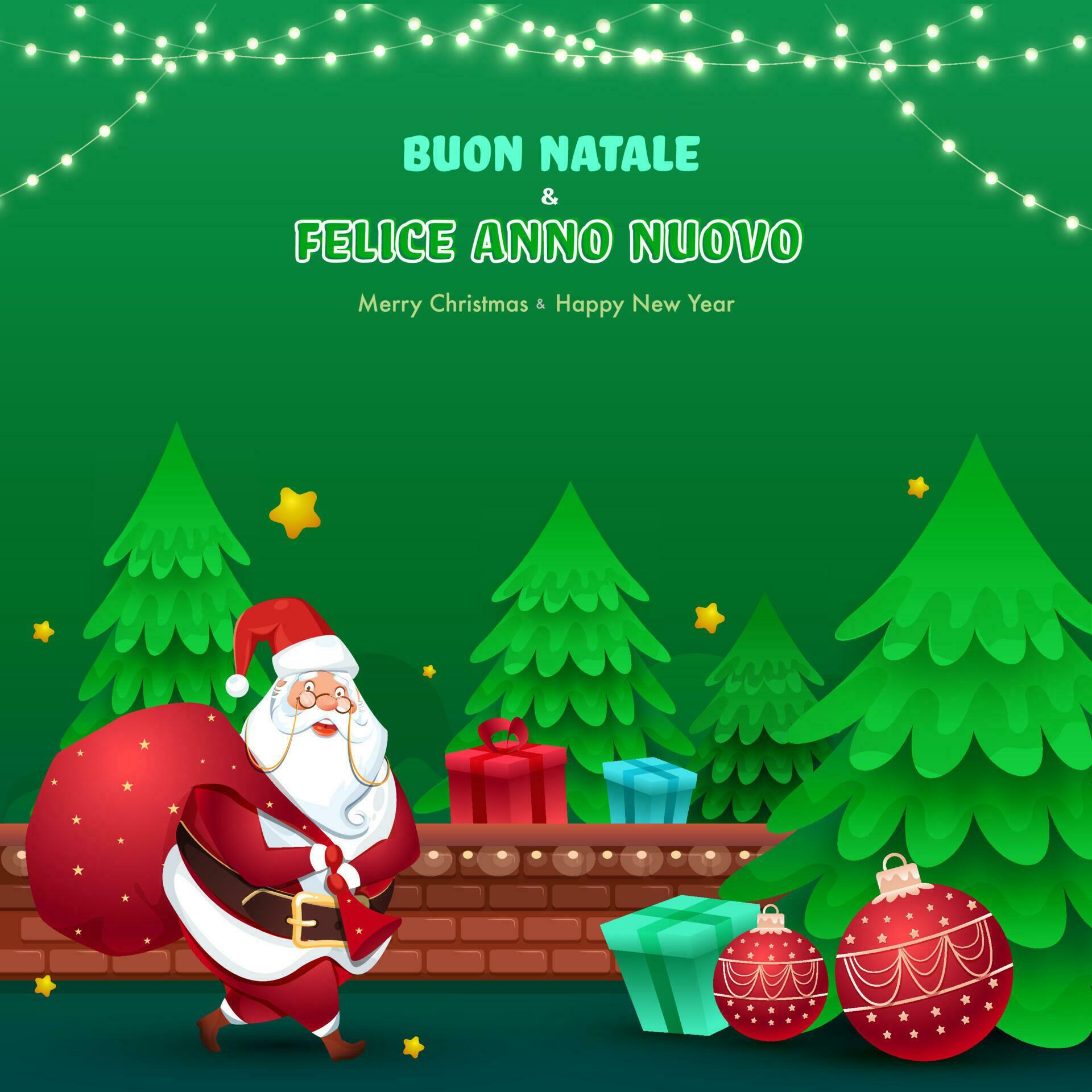 Italian Language Font Of Merry Christmas and Happy New Year With Xmas ...