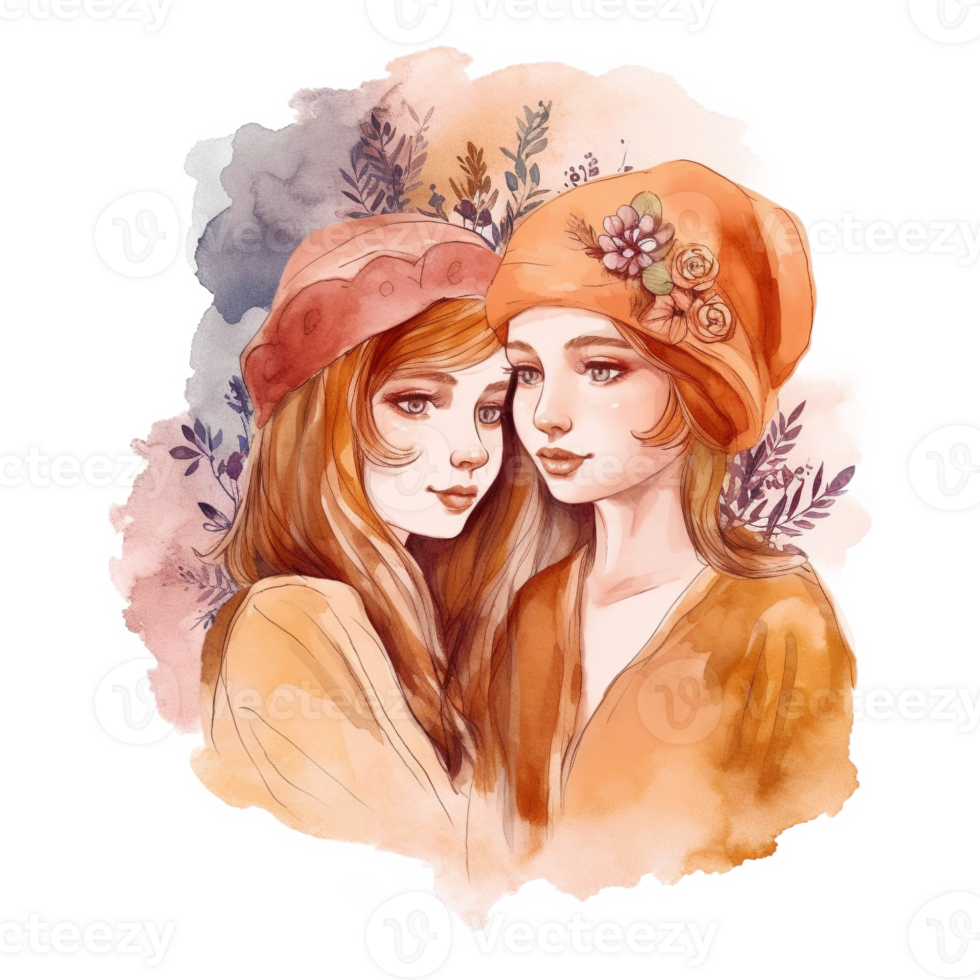 Dreamy Girls Watercolor Art, 23957708 PNG