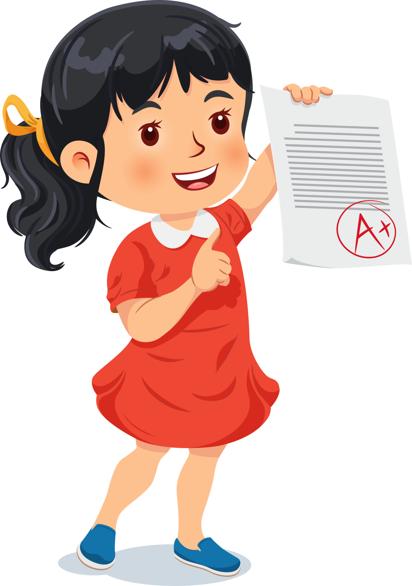 Cheerful Girl Shows Perfect Test Results Including An A Plus Grade