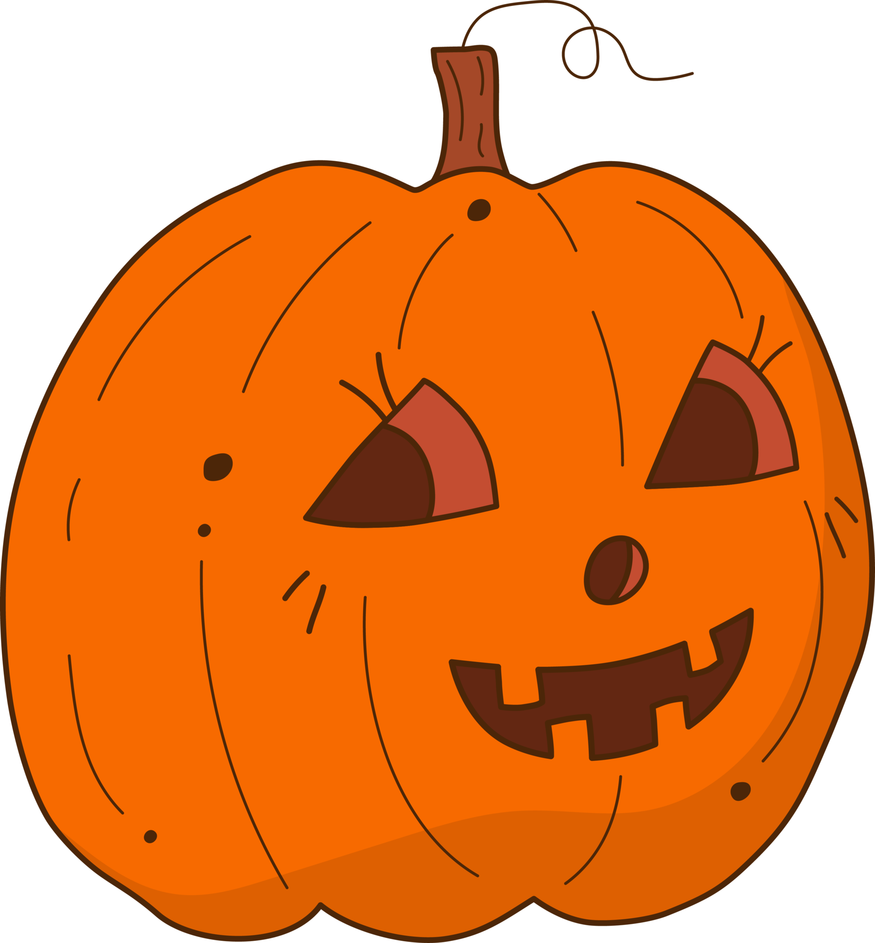 Cute pumpkin with face emotion. Halloween character. An illustration ...