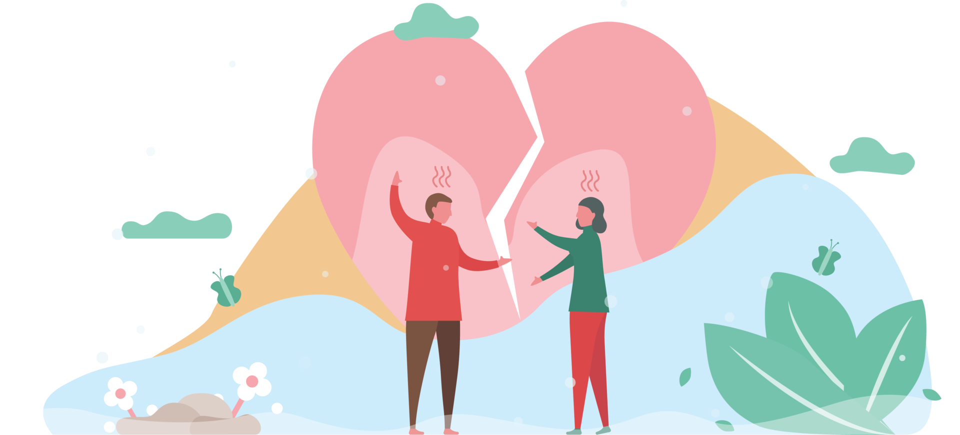Man argues with woman in the park. Couple of love design for winter ...