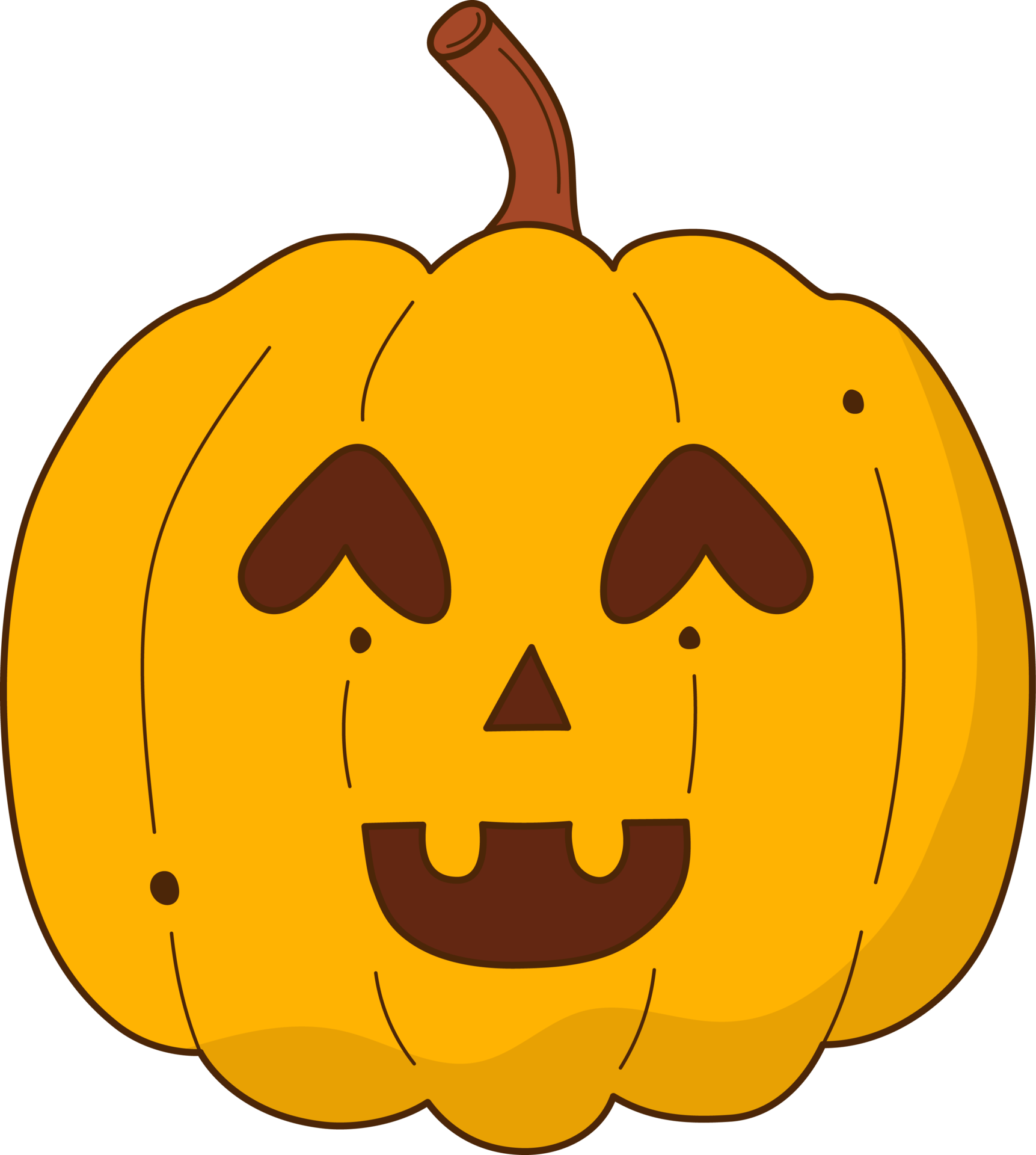 Cute pumpkin with face emotion. Halloween character. An illustration ...
