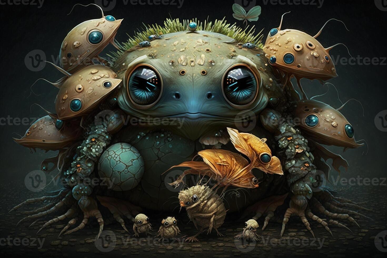 Fantasy creature with a body made of multiple smaller creatures, all ...