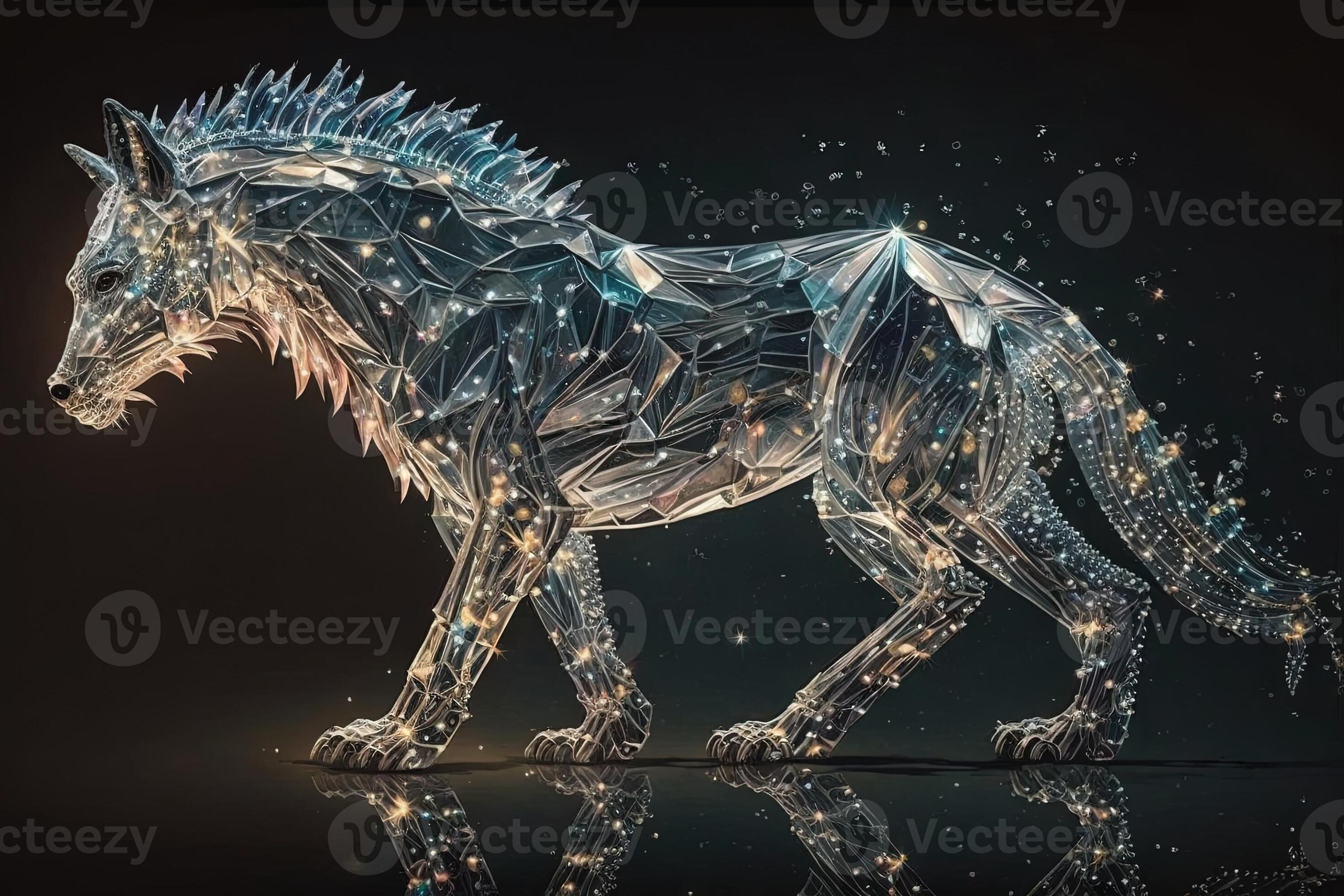 Giant, otherworldly creature made out of translucent crystal, with ...