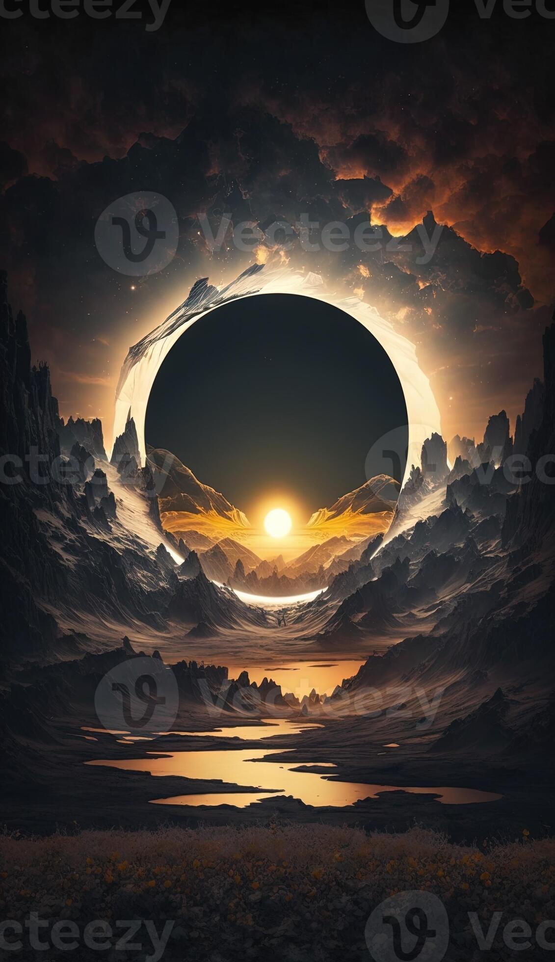 solar eclipse, with the sun partially obscured by the moon smartphone phone original fantasy ...