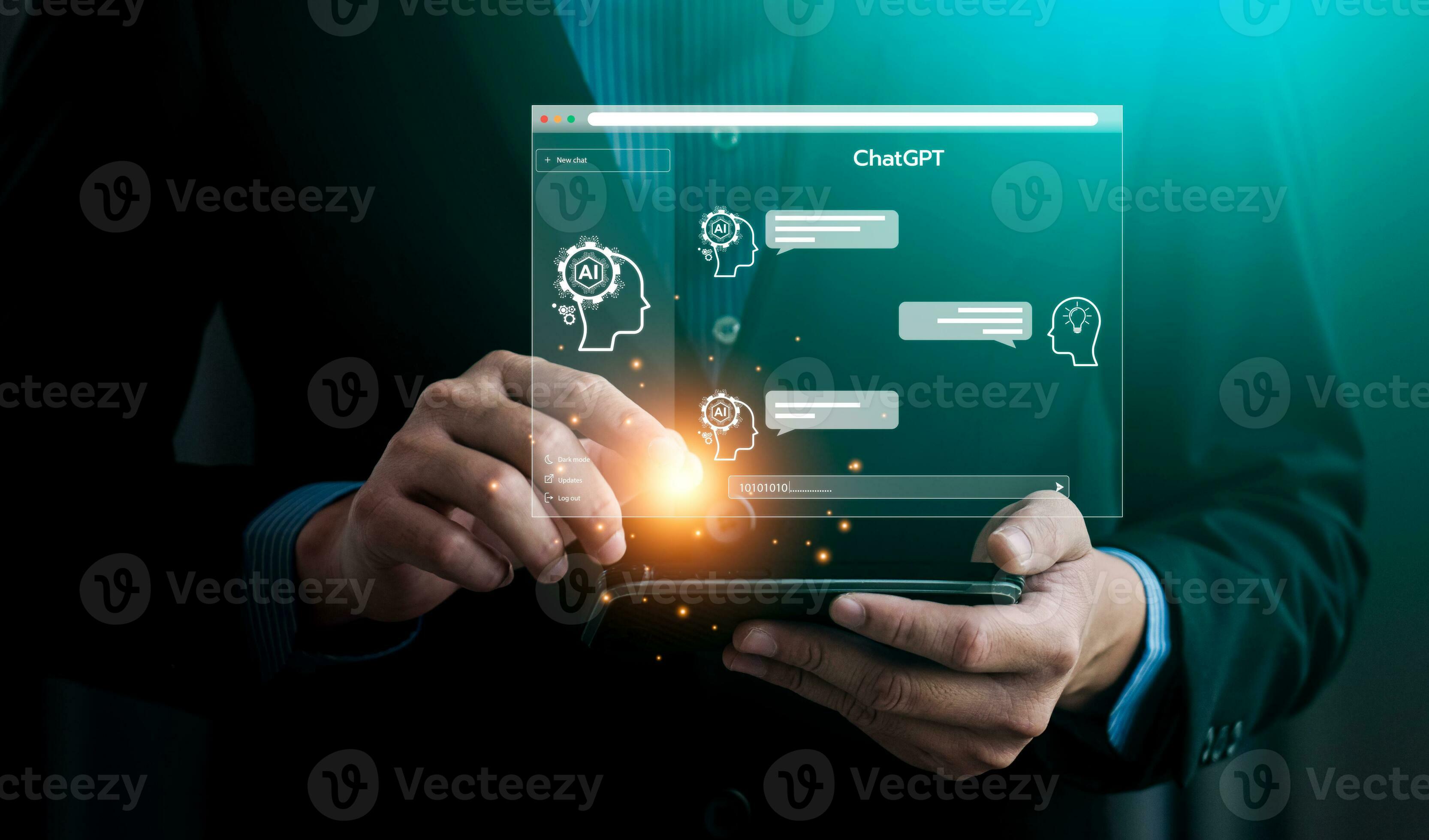 Chatgpt Chat with AI or Artificial Intelligence technology, business ...