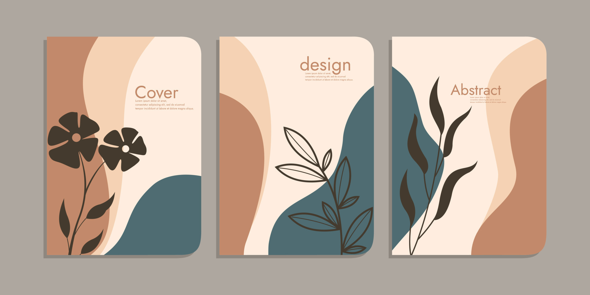 Simple Modern Abstract Book Cover With Tropical Leaves Cute Editable Vector Template For Card