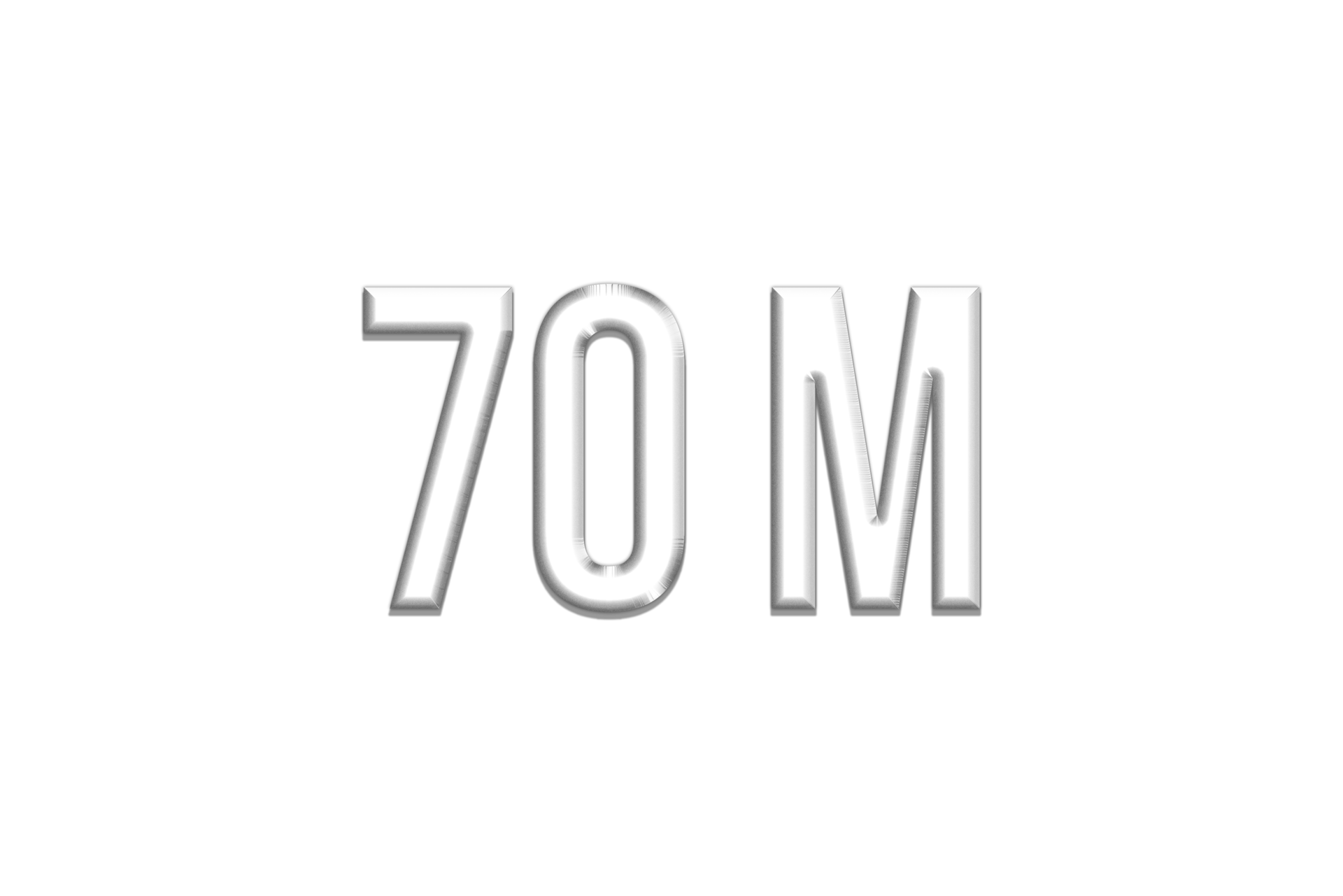 70 Million Subscribers Celebration Greeting Number With Silver Design