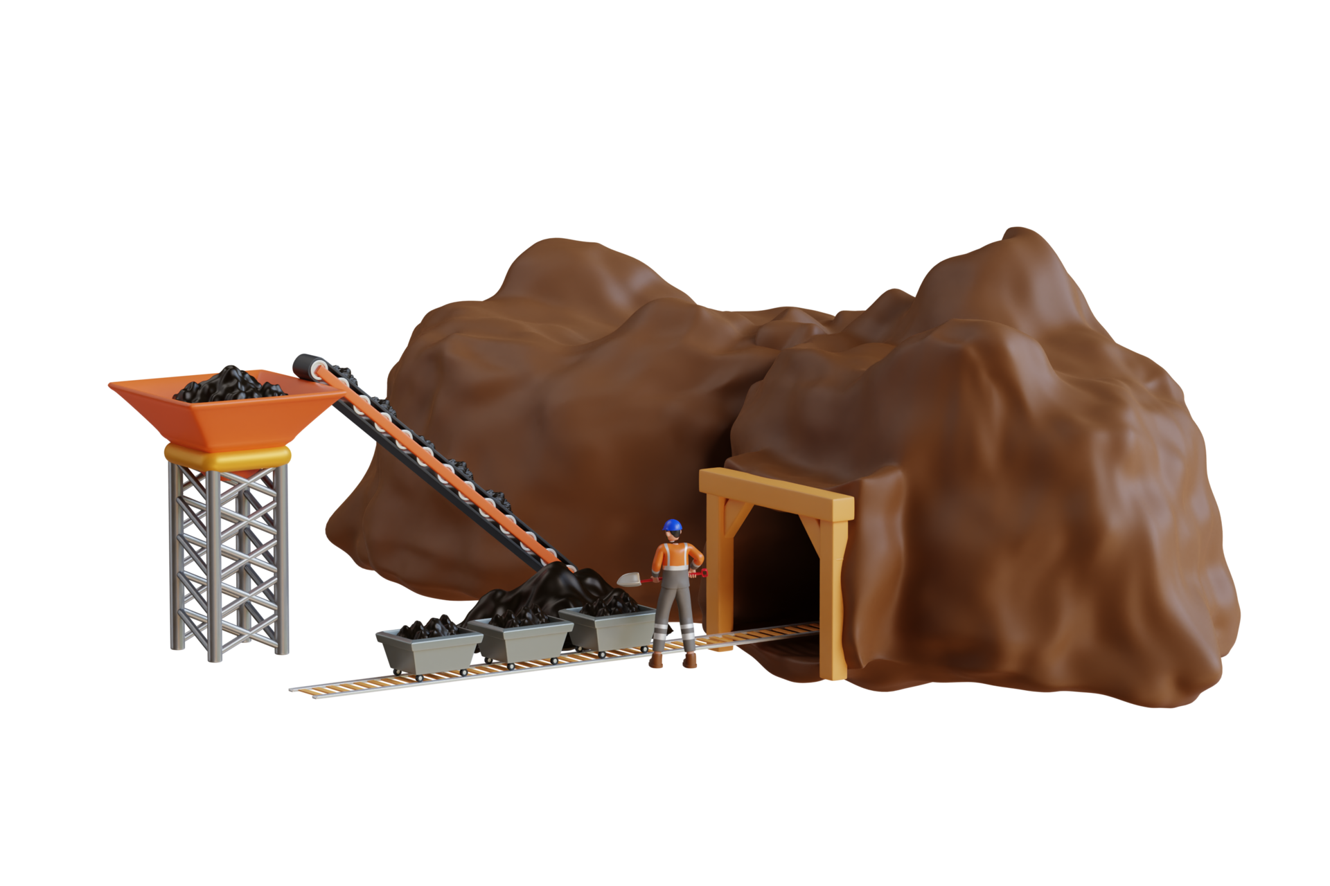 Coal Mining Industry And Transportation 3d Illustration Work In The Coal Mine Coal Mine