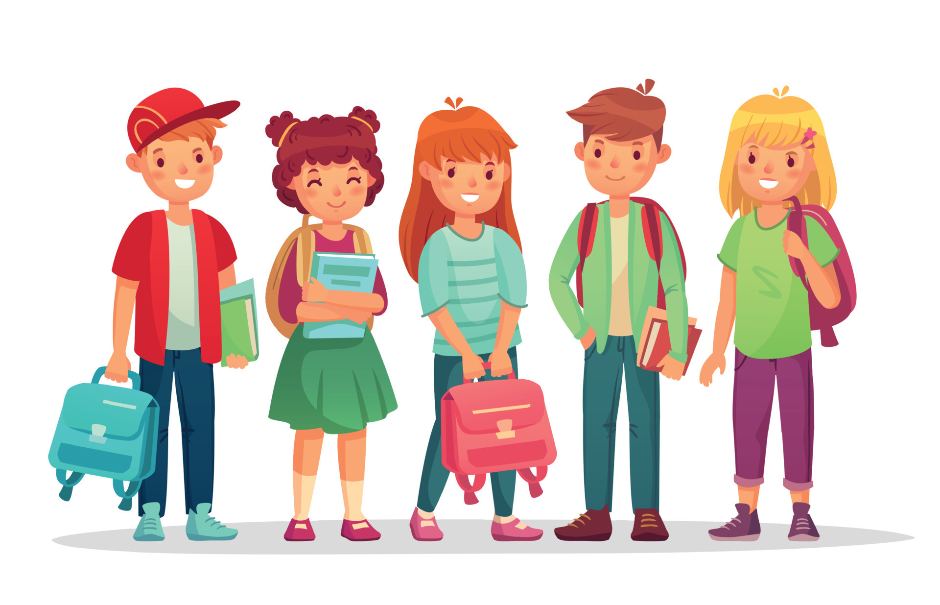Group teen pupils. School boys and girls teens students with backpack ... Group teen pupils. School boys and girls teens students with backpack ...