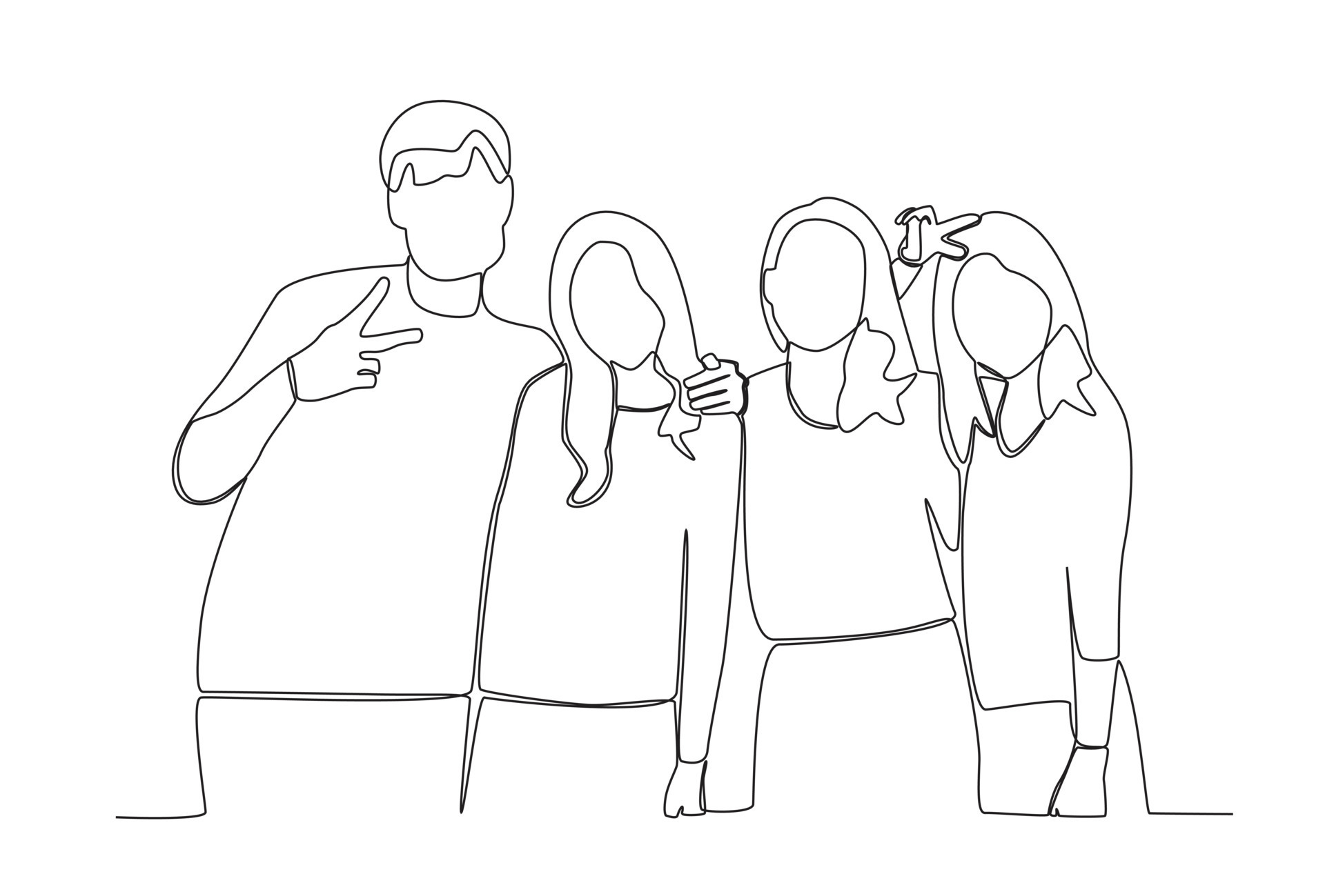Four Friends Posing For The Camera 23976651 Vector Art At Vecteezy