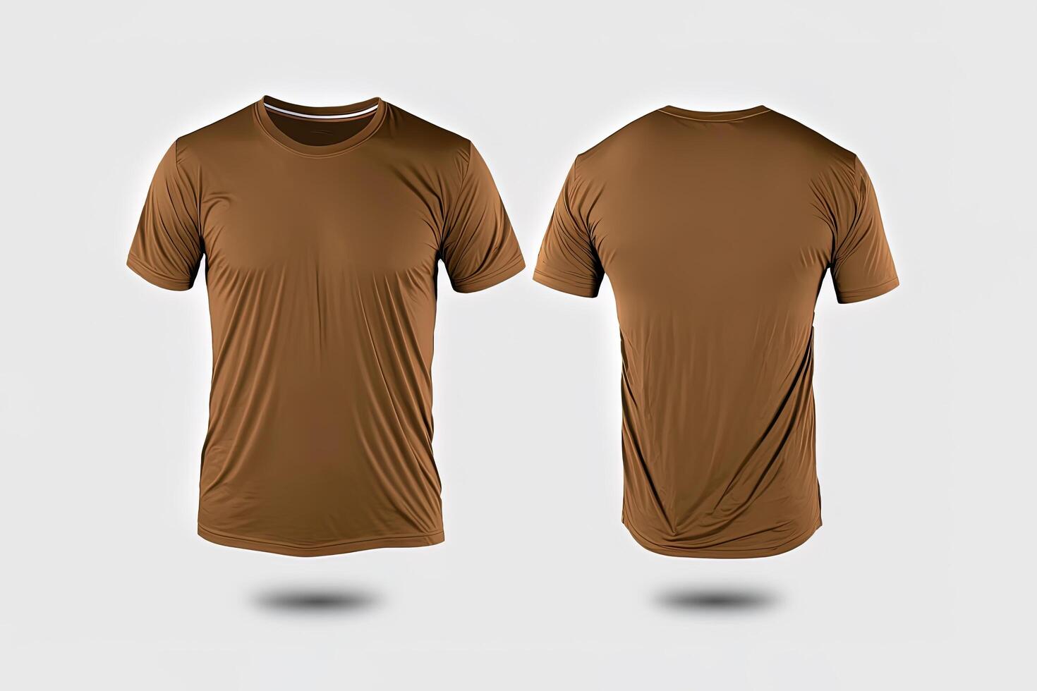 Photo Realistic Male Brown T Shirts With Copy Space Front And Back