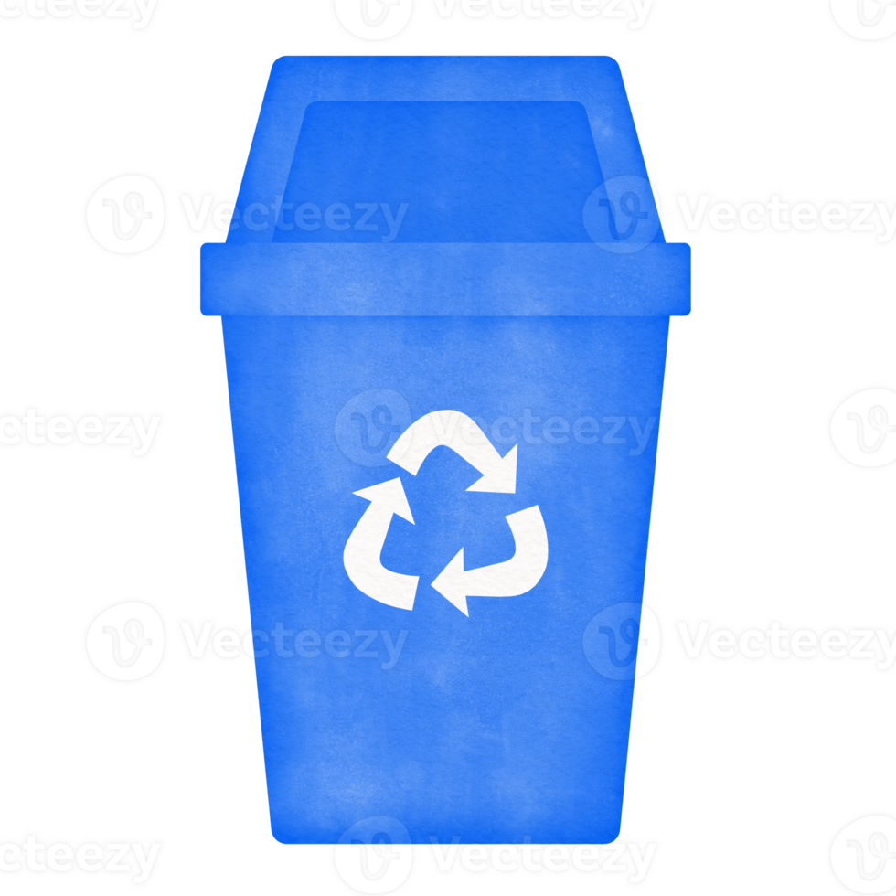 Blue Recycle Bin Watercolor Illustration 23980469 Png