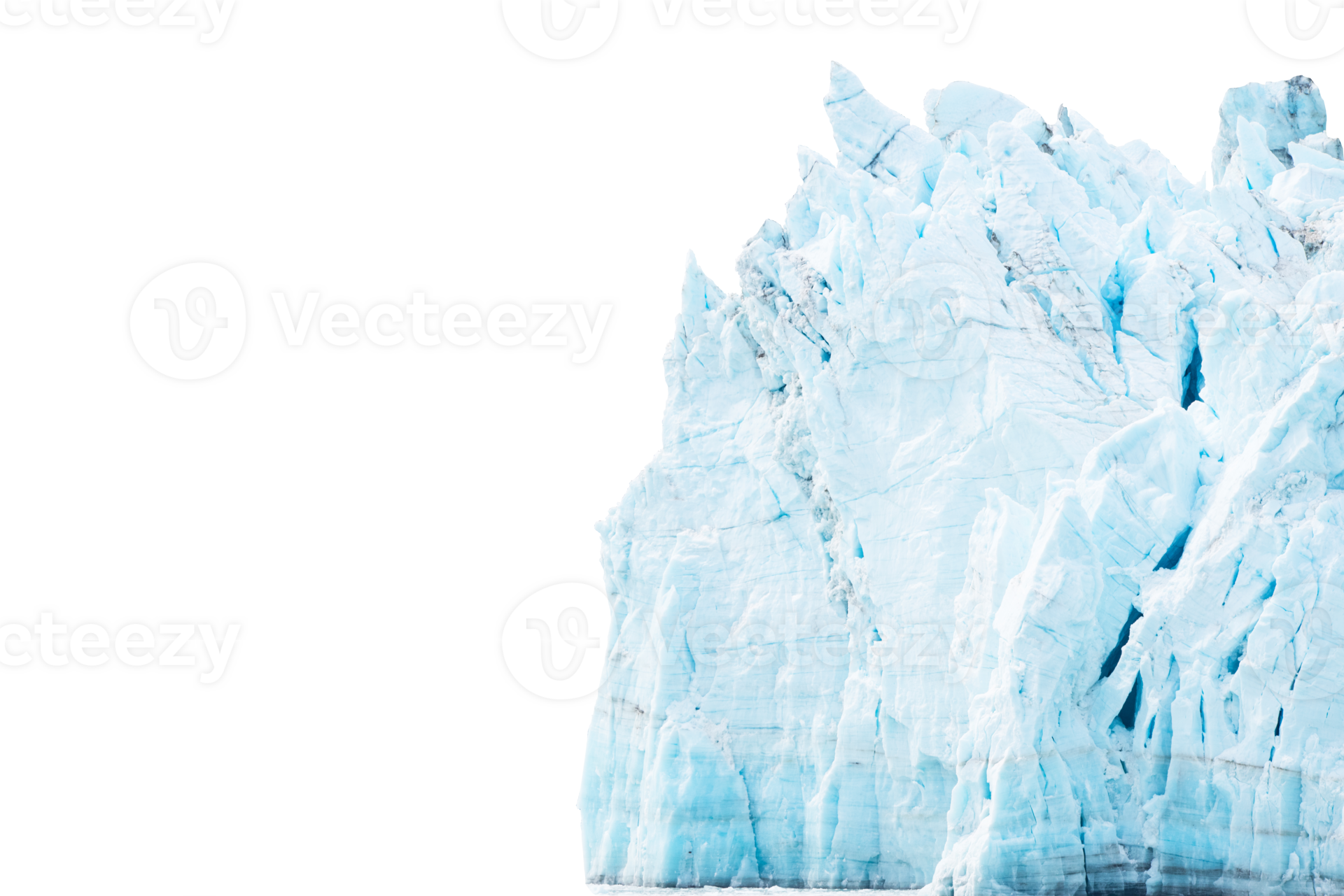 Transparent ice glaciers melting with no background. Sunny melting ...