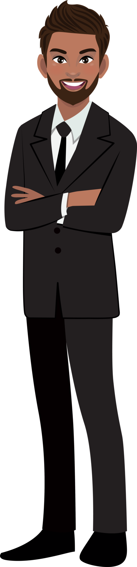 Black Businessman Or American African Male Character Crossed Arms Pose