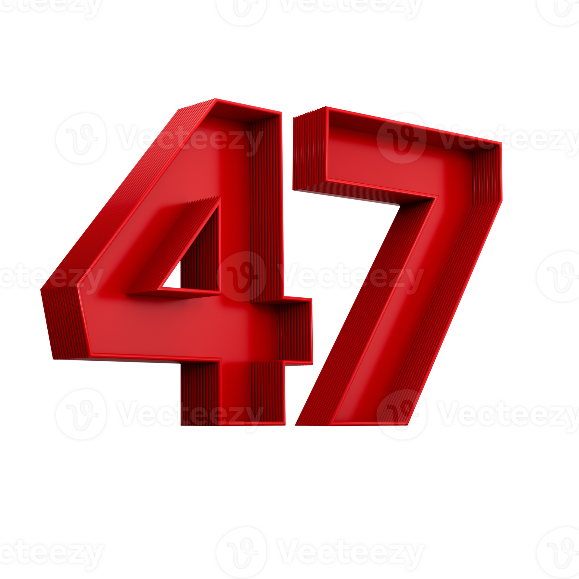 3d illustration of red number 47 or Forty Seven inner shadow 23985235 PNG