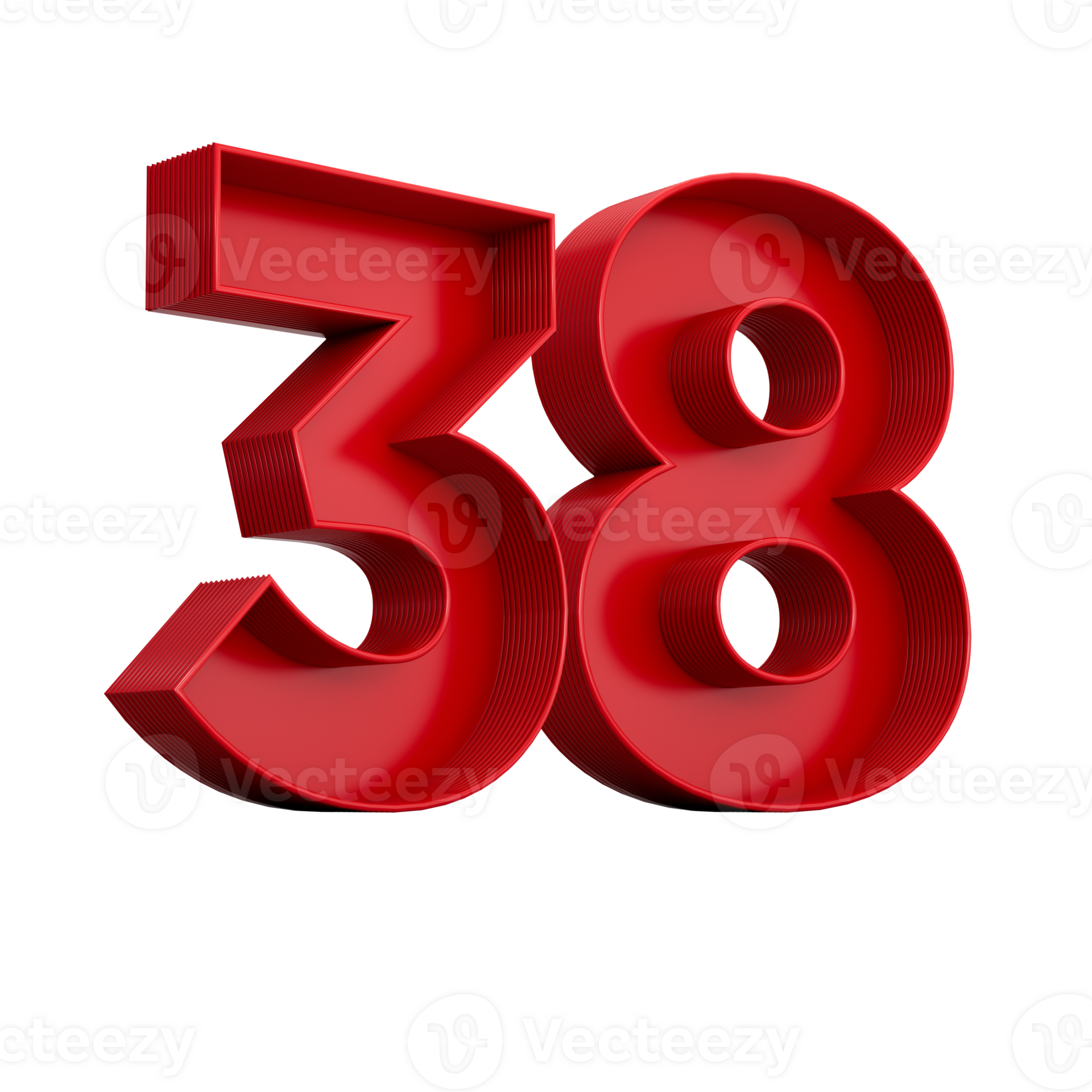 3d illustration of red number 38 or Thirty Eight inner shadow 23985244 PNG