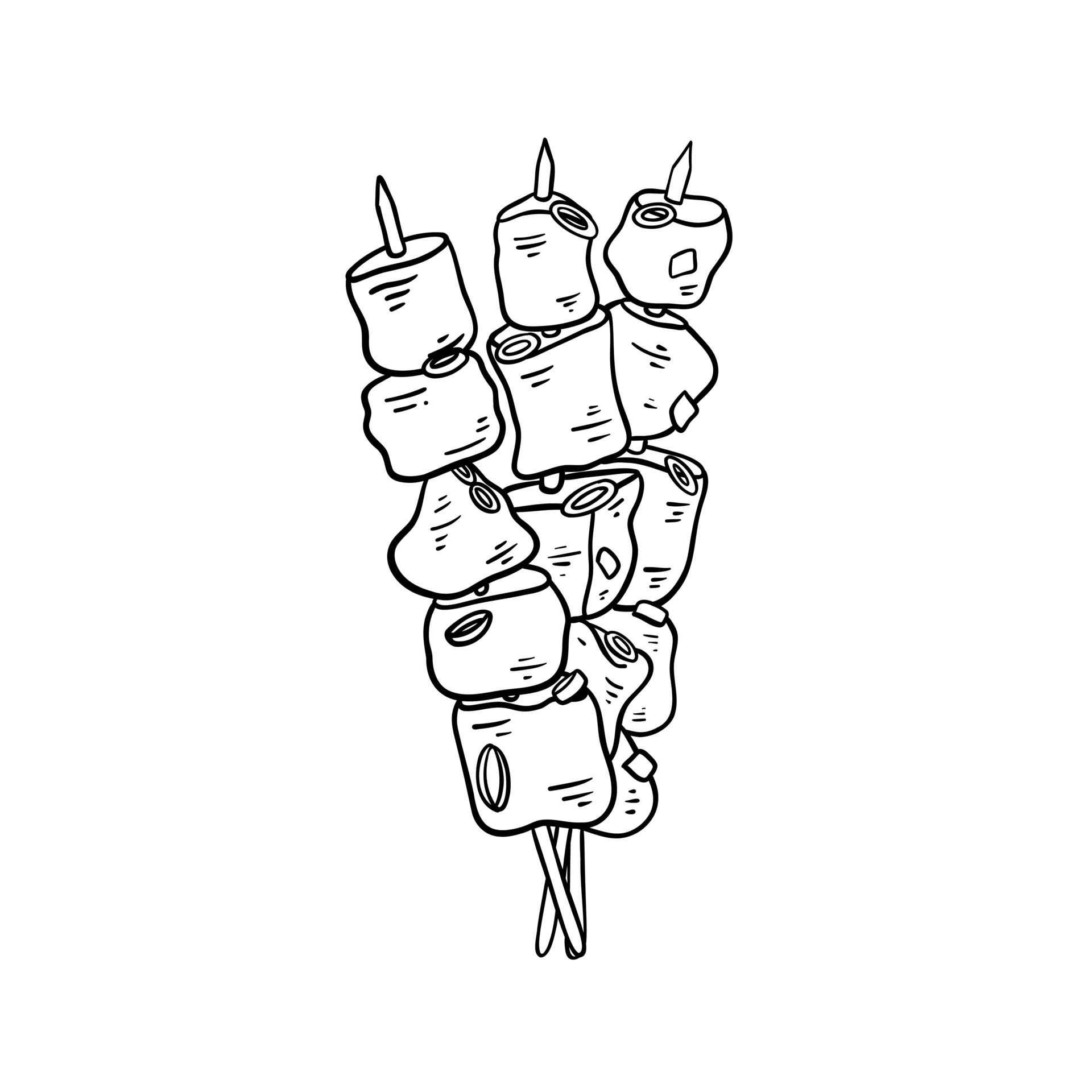 Turkish Barbecue Grill Food Korean Sweet Chicken Kebab Bif Dinner Meat Stick Vector