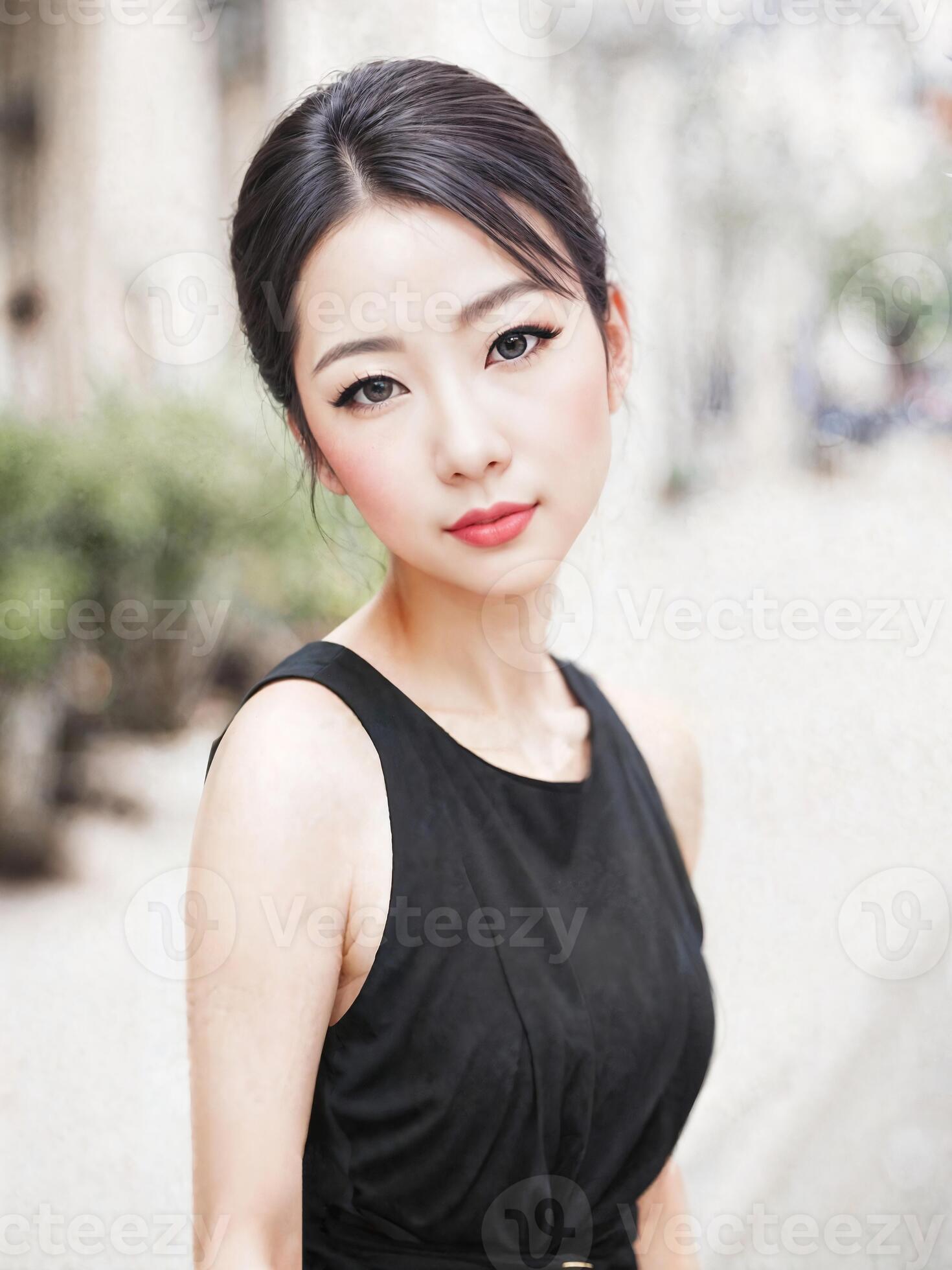 Asian Working Woman Pose For A Picture At Outdoor Park 23998033 Stock