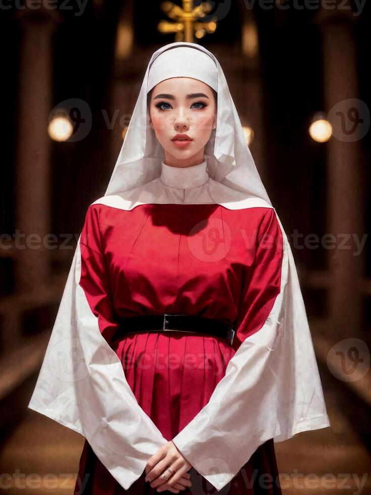 beautiful nun woman at church, 23998557 Stock Photo at Vecteezy