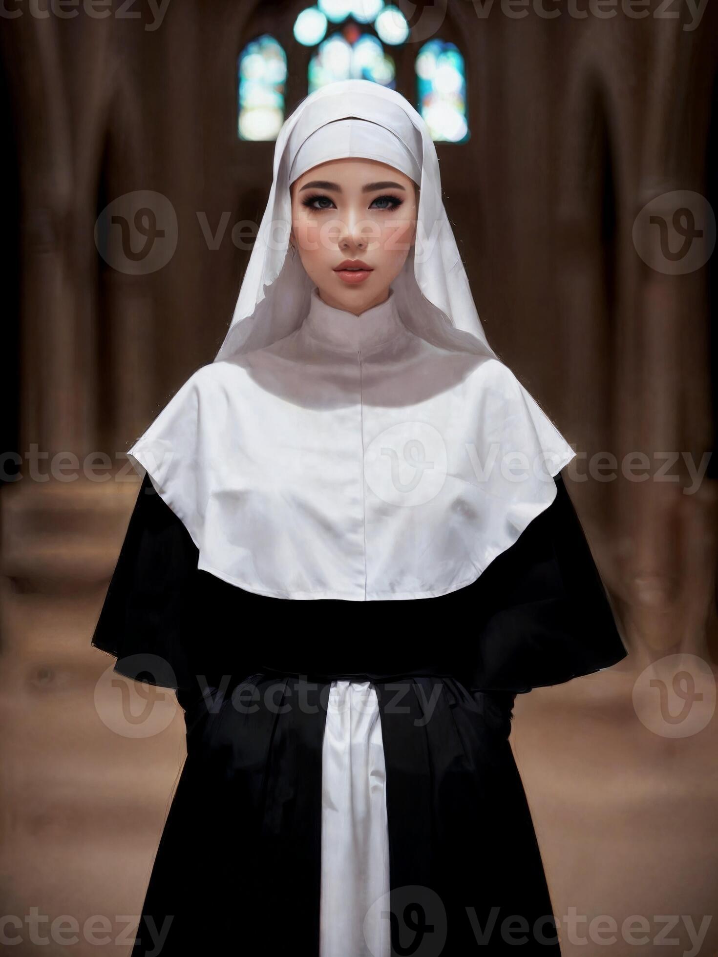 beautiful nun woman at church, 24000687 Stock Photo at Vecteezy